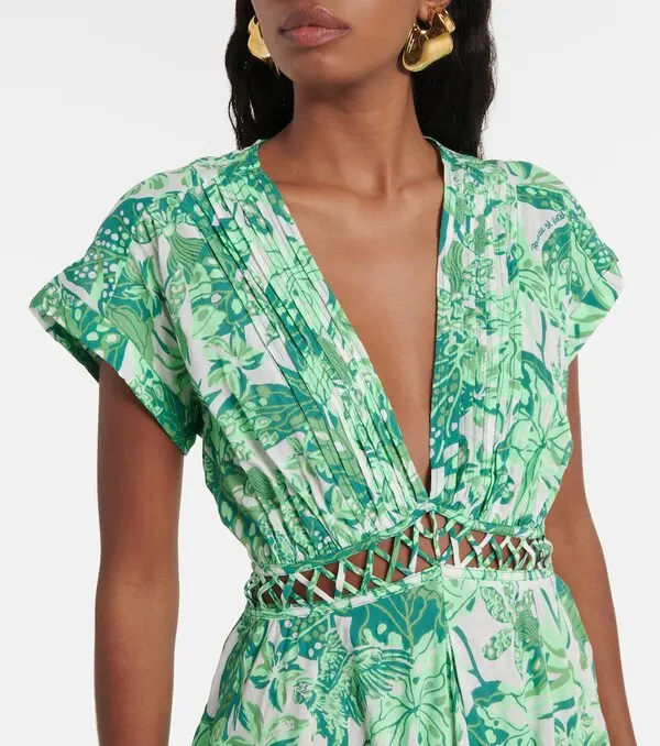 Poupette St Barth Cecile Cutout Printed Mini Dress