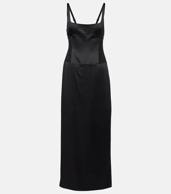 SIR. Sonora Evening Silk-blend Satin Midi Dress - Black