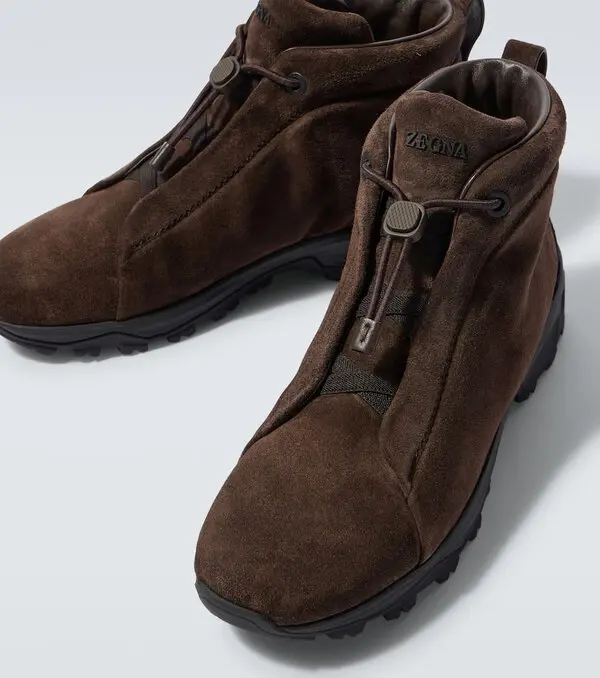 Zegna Triple Stitch Suede High-top Sneakers