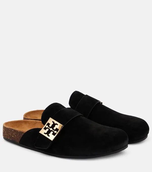 Tory Burch Mellow Suede Mules - Black