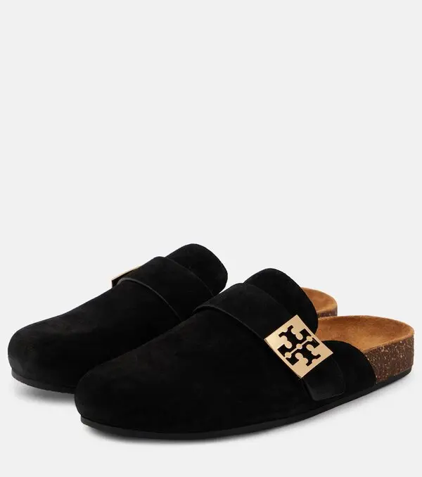 Tory Burch Mellow Suede Mules - Black