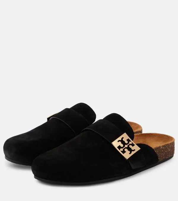 Tory Burch Mellow Suede Mules - Black