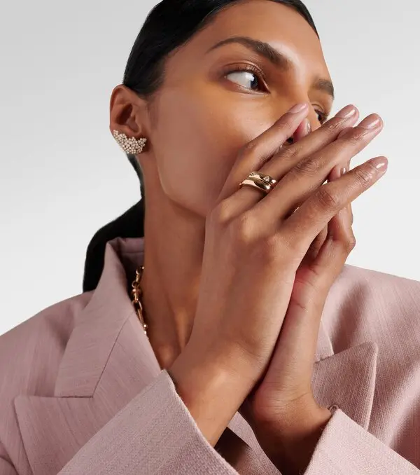 Pomellato Iconica Extra Slim 18kt Rose Ring With Diamonds - Gold