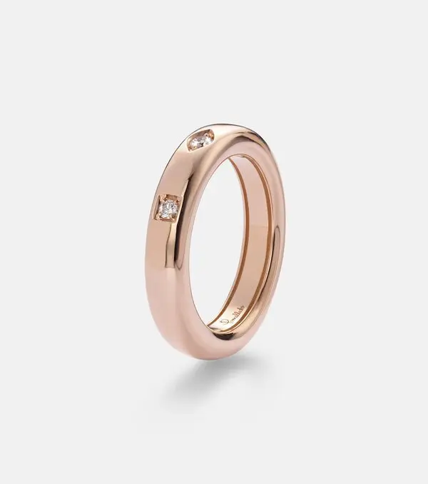 Pomellato Iconica Extra Slim 18kt Rose Ring With Diamonds - Gold