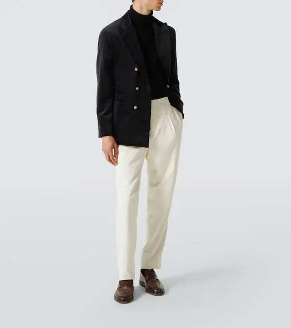 Brunello Cucinelli Double-breasted Cotton Velvet Blazer