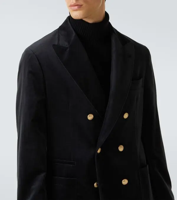 Brunello Cucinelli Double-breasted Cotton Velvet Blazer