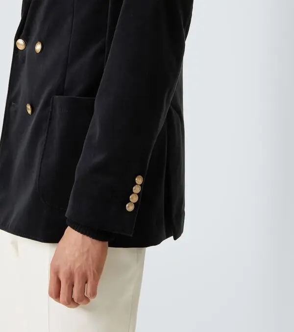 Brunello Cucinelli Double-breasted Cotton Velvet Blazer