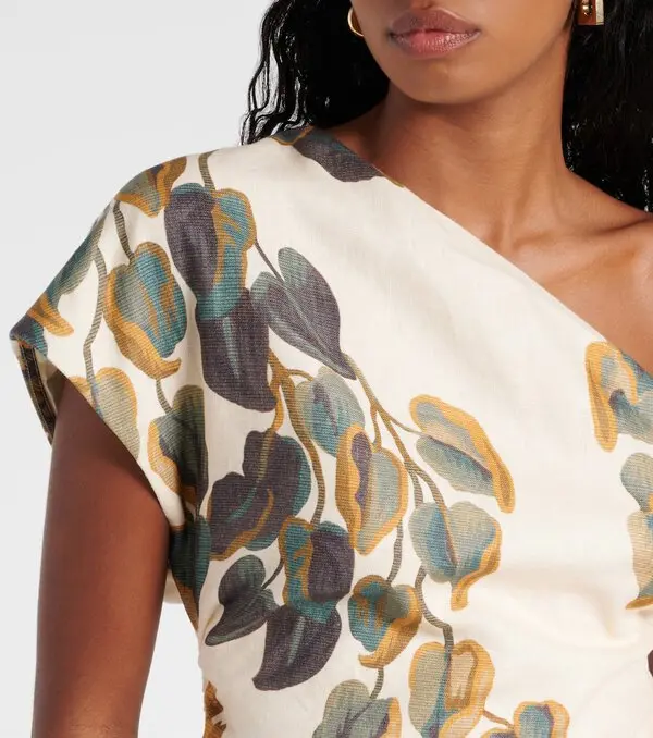 SIR. Belletto Asymmetric Linen Crop Top - Beige