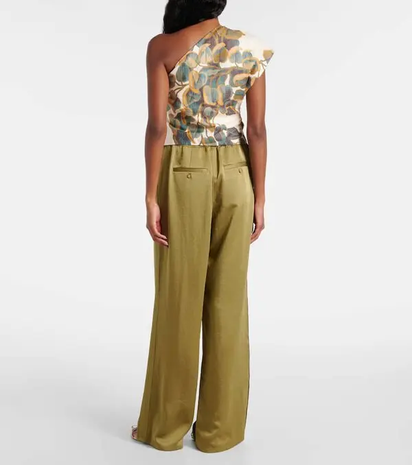 SIR. Belletto Asymmetric Linen Crop Top - Beige