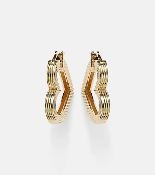 SYDNEY EVAN Fluted Heart 14kt White Gold Earrings - Silver