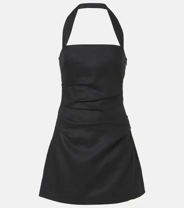 SIR. Halterneck Linen Mini Dress - Black