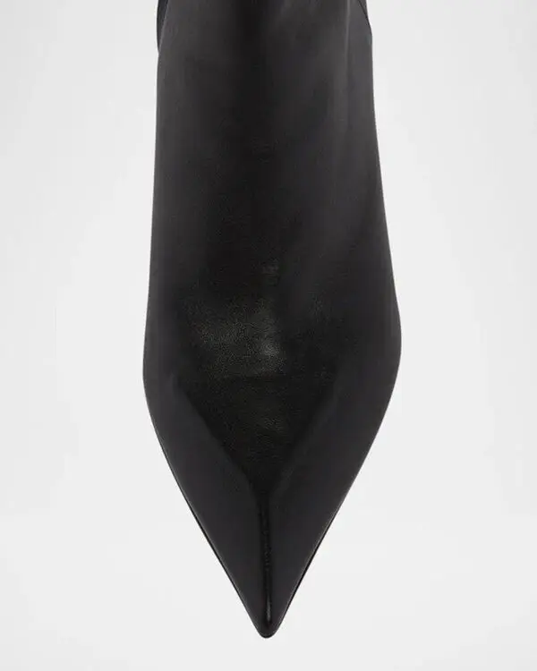 Amina Muaddi Christine Leather Ankle Booties - Black