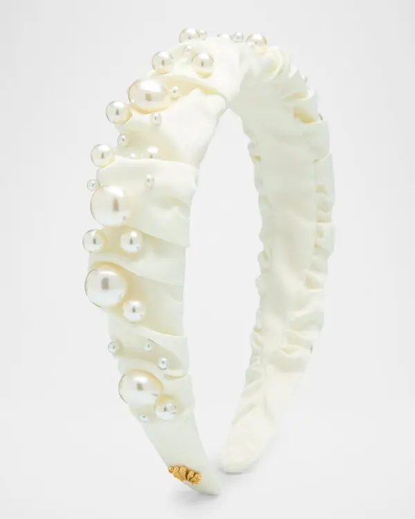 Lele Sadoughi Kelly Pearly Satin Headband - Ivory