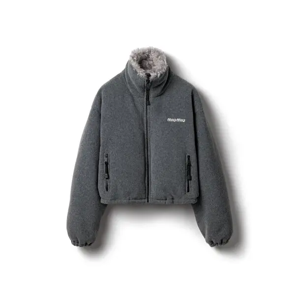 Miu Miu Fleece Down Jacket - Grey