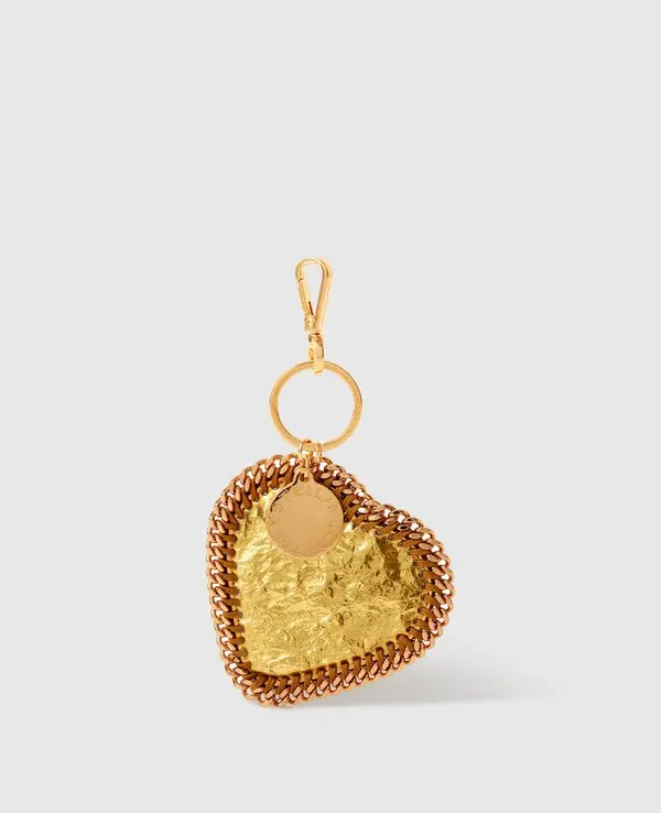 Stella McCartney Crinkled Metallic Falabella Heart Charm - Gold