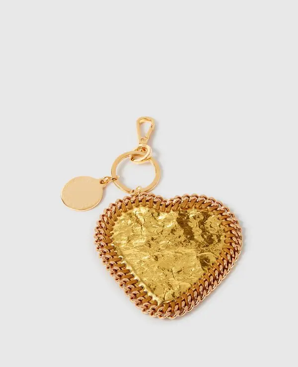 Stella McCartney Crinkled Metallic Falabella Heart Charm