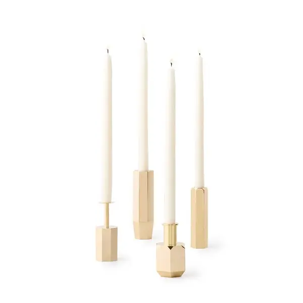GOOP X CB2 - Celestine Polished Brass Candle Holder Set