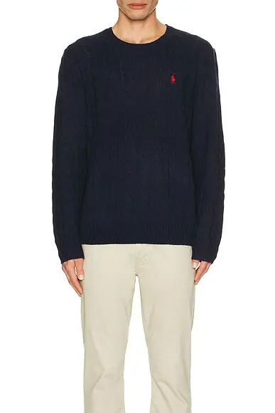 Polo Ralph Lauren Cable-knit Wool-cashmere Crewneck Sweater - Hunter Navy
