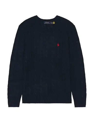 Polo Ralph Lauren Cable-knit Wool-cashmere Crewneck Sweater - Hunter Navy