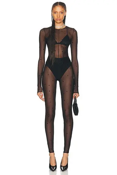 Oseree Crystal-embellished Jumpsuit - Black