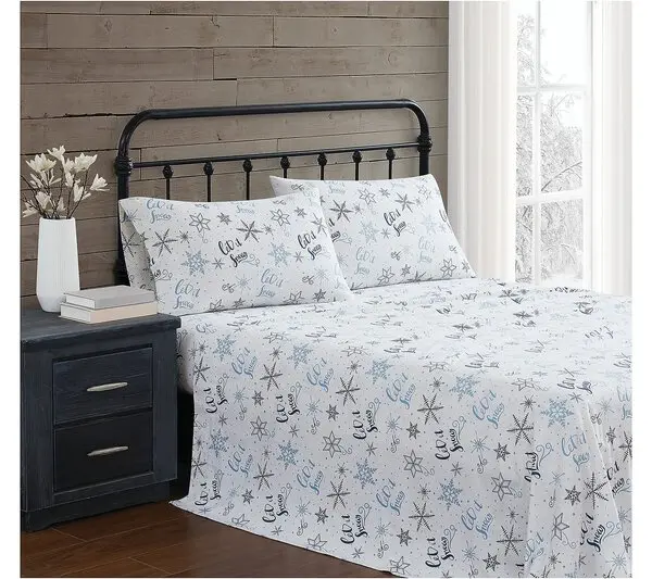 TRULY SOFT Let It Snow Twin Flannel Sheet Set - One-color