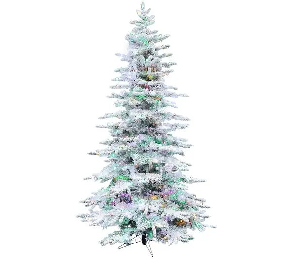 FRASER HILL FARM 10-ft. Flocked Mountain Pine C Hristmas Tree W - One-color