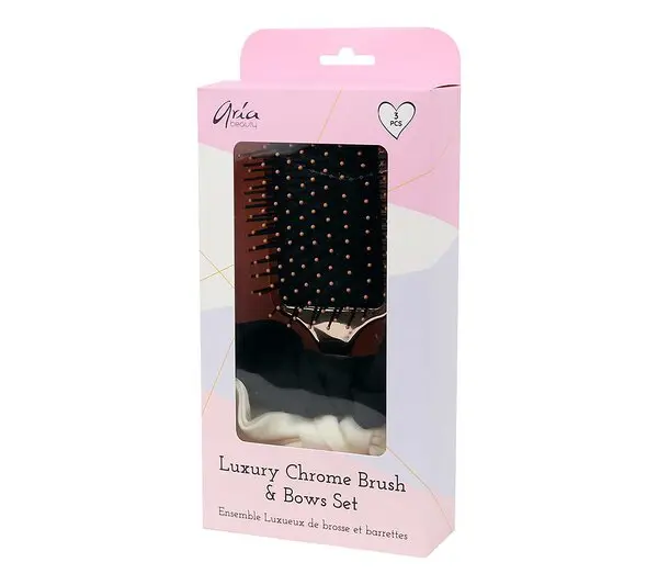 ARIA BEAUTY Aria Luxury Chrome Brush & Bows Set