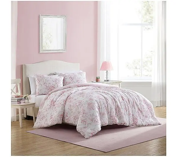 Laura Ashley Delphine Pink Full Queen Comforter Sham Set