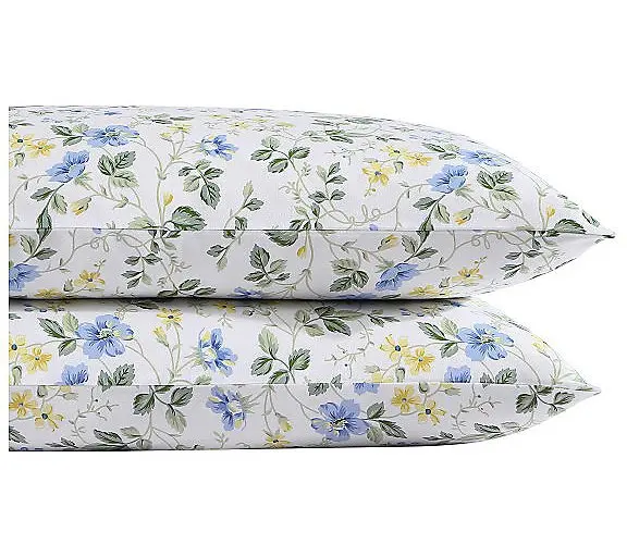 Laura Ashley Meadow Floral Blue Standard Sham Pillowcase - One-color