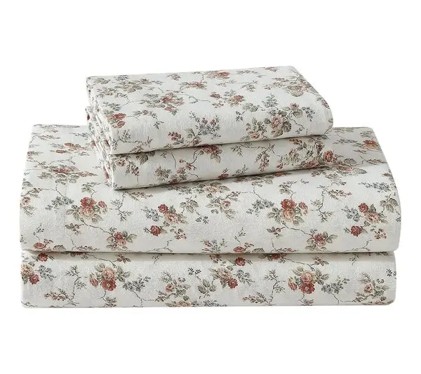 Laura Ashley Le Fleur King Flannel Sheet Set - One-color