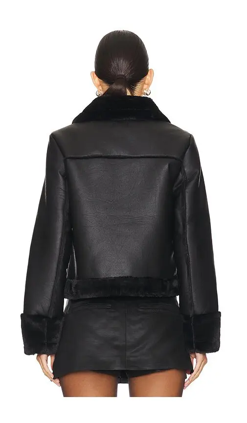 Superdown Faux Leather Jacket With Fur Trim