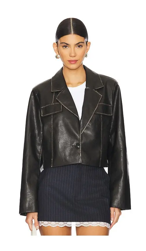 Superdown Blakely Faux Leather Cropped Jacket