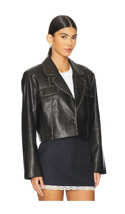 Superdown Blakely Faux Leather Cropped Jacket