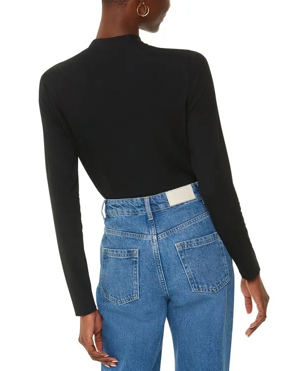 Whistles Ruched Front High Neck Top - Black