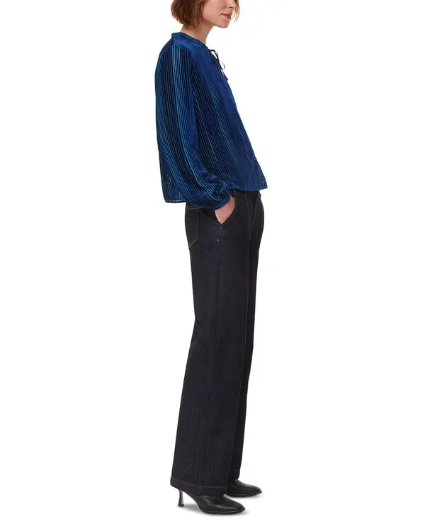 Whistles Devore Velvet Stripe Blouse