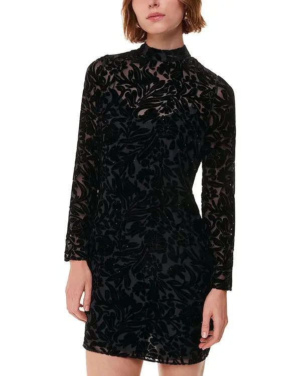 Whistles Embellished Floral Velvet Dress - Black