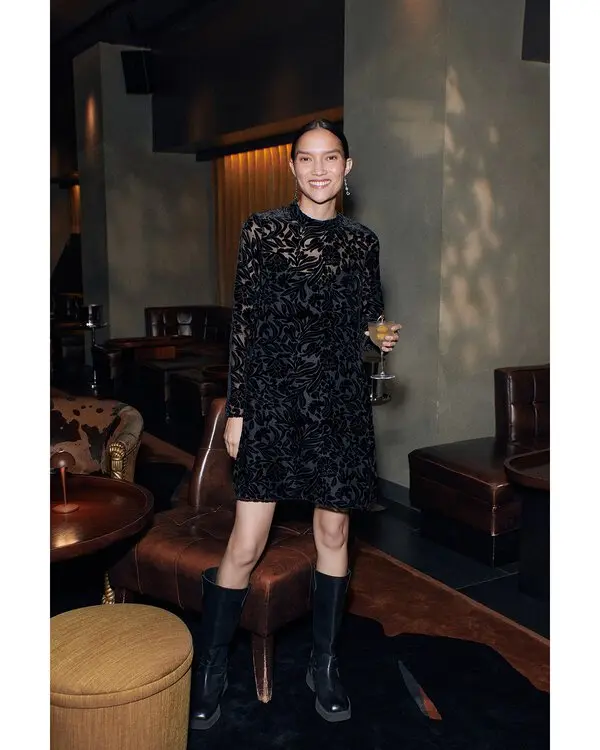 Whistles Embellished Floral Velvet Dress