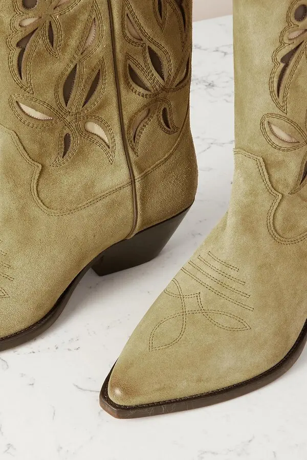 Isabel Marant Étoile Duerto Suede Laser-cut Cowboy Boots - Taupe
