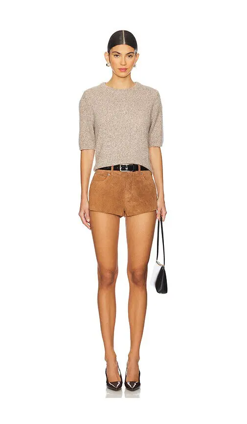 W. CASHMERE Brenda Short Sleeve Pullover - Brown
