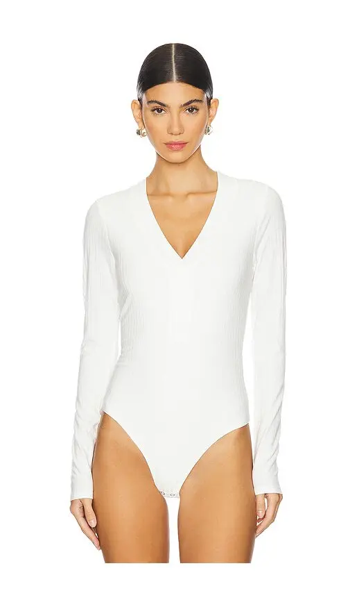 Good American Ribbed Henley Bodysuit
