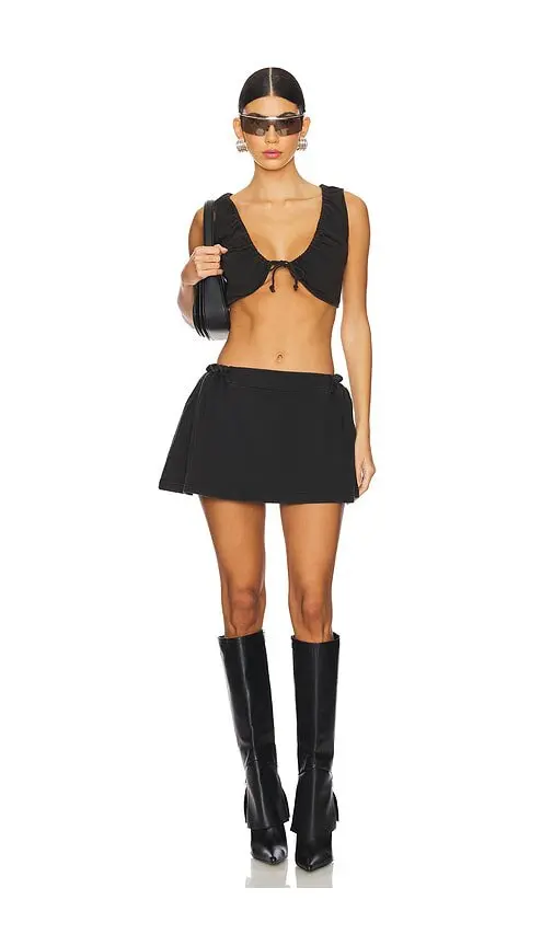 PRIVATE POLICY Washed Cotton Drawstring Crop Top