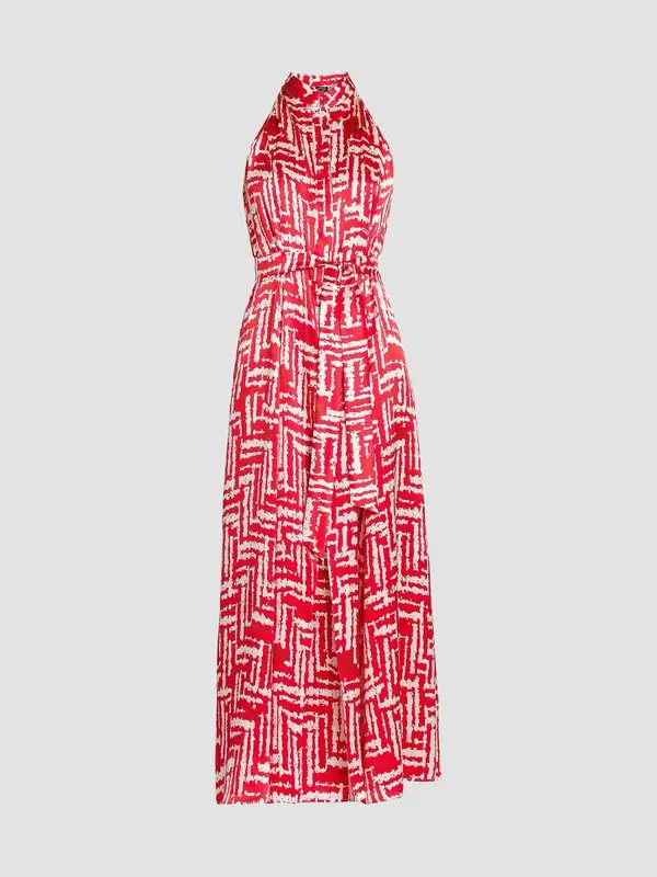 Kiton Printed Silk Sleeveless Midi-dress