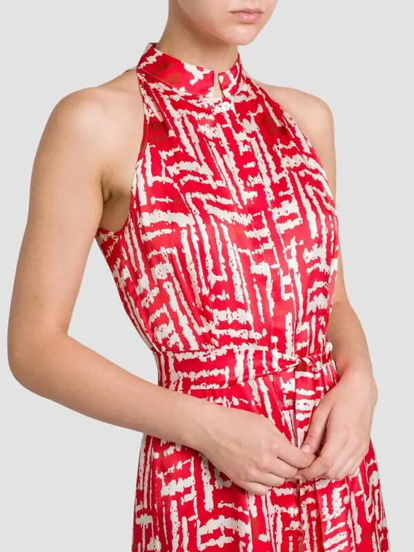 Kiton Printed Silk Sleeveless Midi-dress