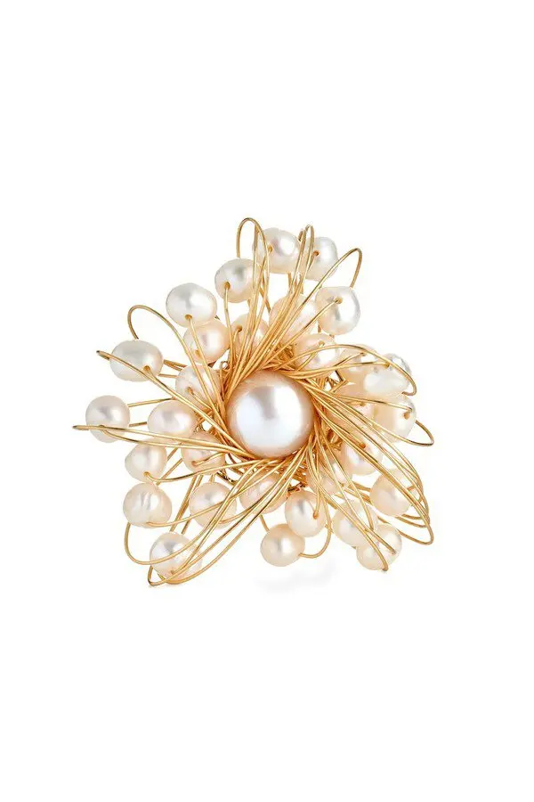 KENNETH JAY LANE Cluster Pearl Flower Pin - Floral