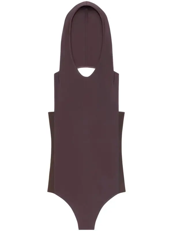 COURREGES Illusion Hooded Bodysuit - Brown