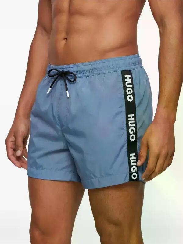Hugo Logo Trim Swim Shorts - Blue