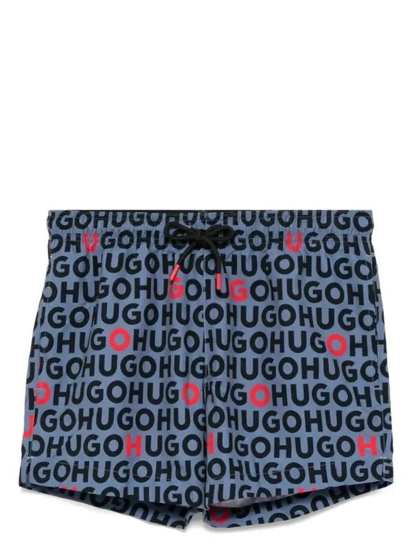 Hugo Logo Print Swim Shorts