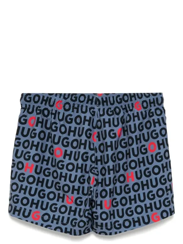 Hugo Logo Print Swim Shorts