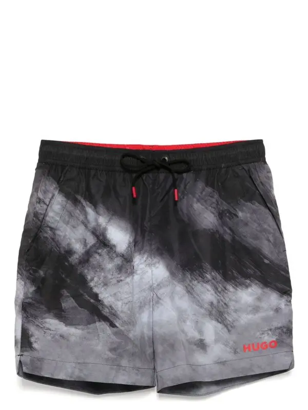 BOSS Graphic Print Swim Shorts - Grey