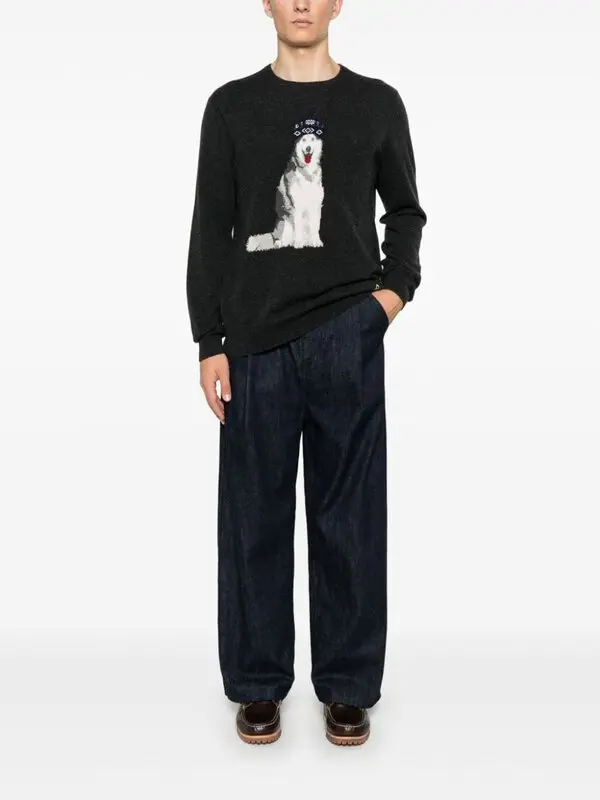 Ralph Lauren Dog-Intarsia Cashmere Sweater In Grey - 23% Off | Editorialist